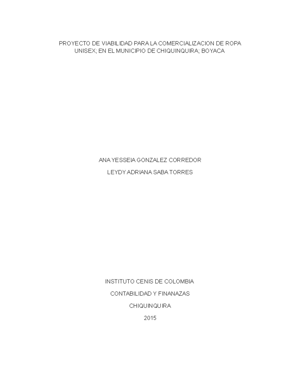 Proyecto de grado ANA - apuntes - PROYECTO DE VIABILIDAD PARA LA ...