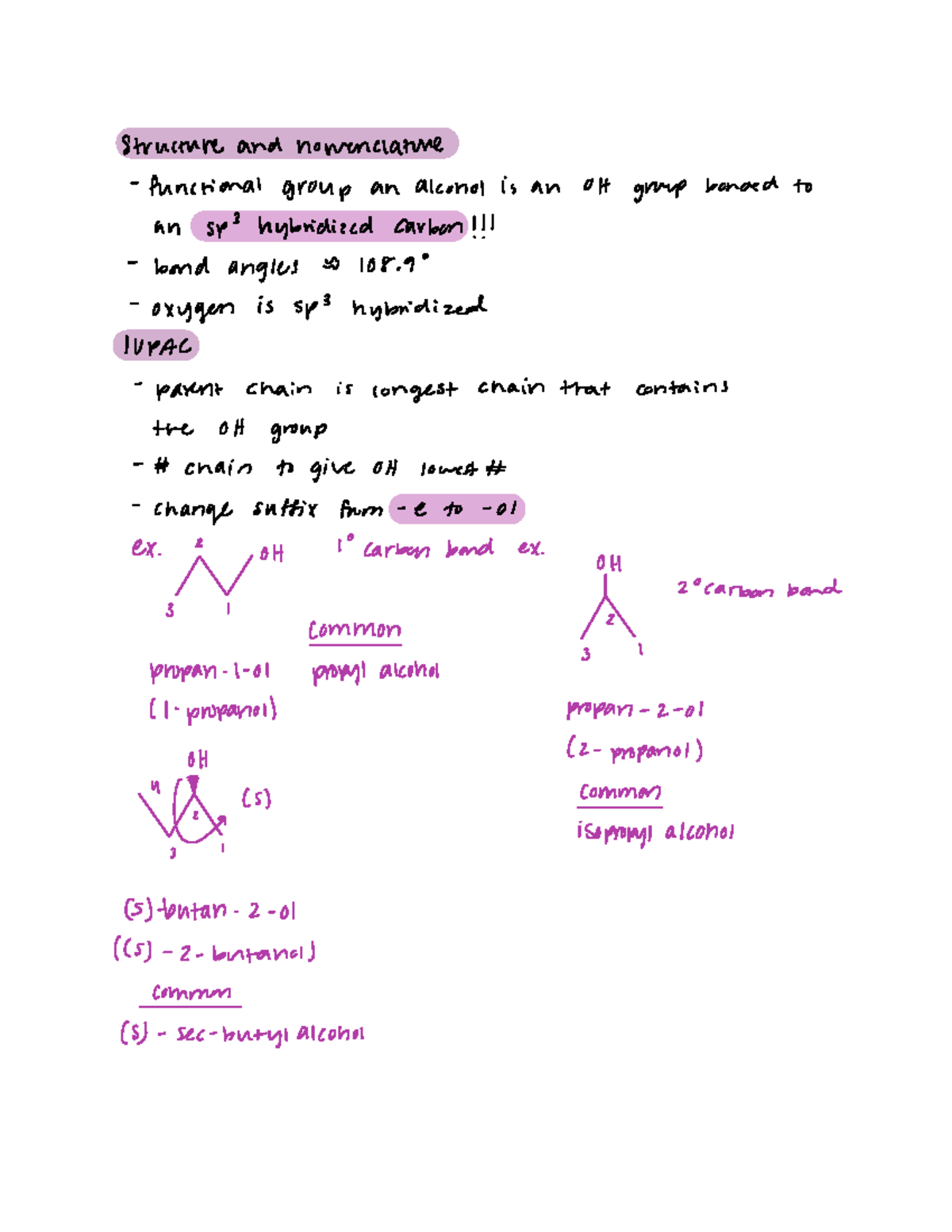 CH.10 Alcohols - Lecture notes 10 - Structure and nomenclature ...