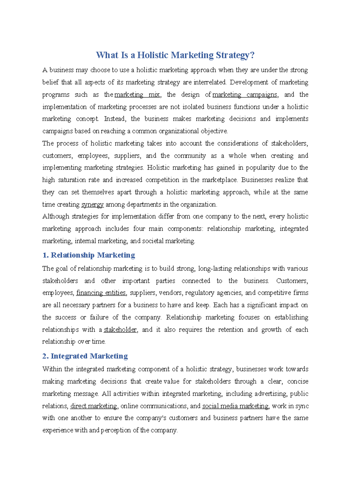 Holistic Marketing Concept - What Is a Holistic Marketing Strategy? A ...