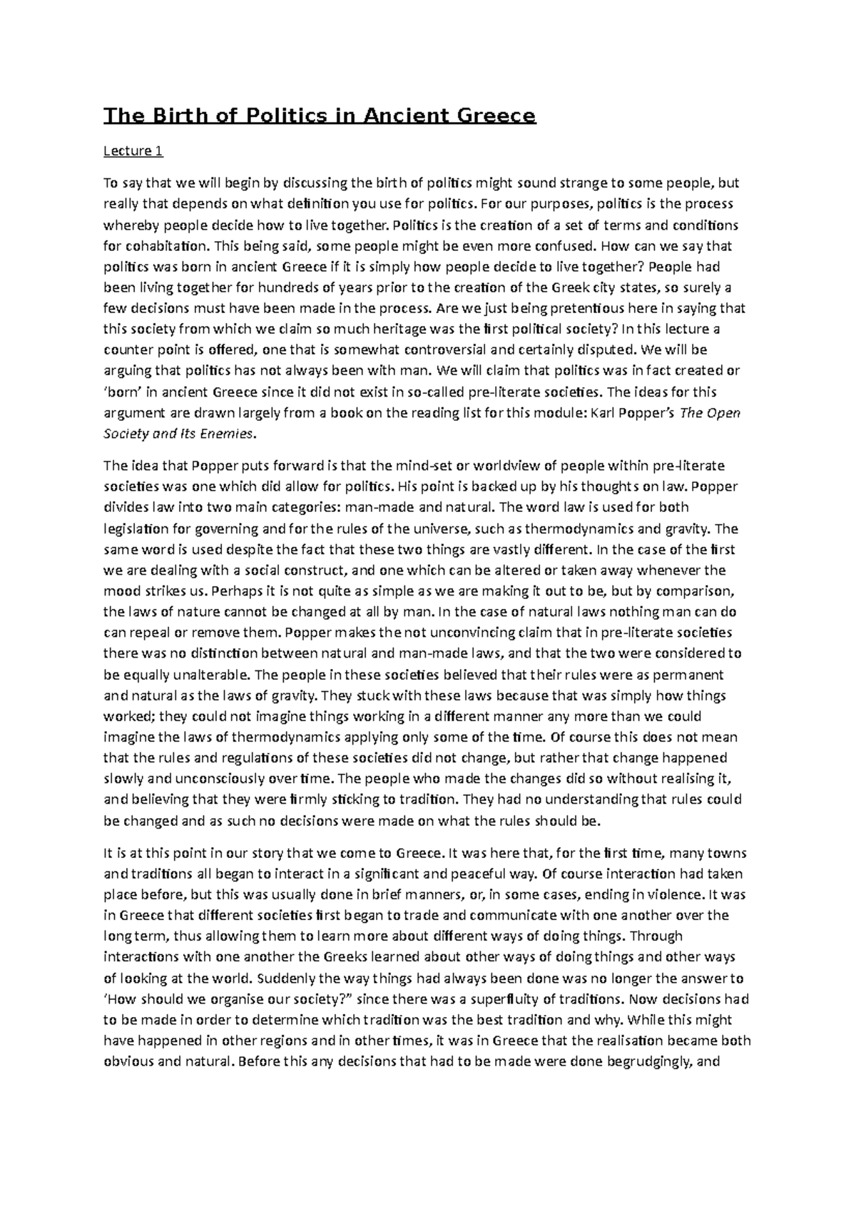 Topic 1 - The Birth of Politics in Ancient Greece - The Birth of ...