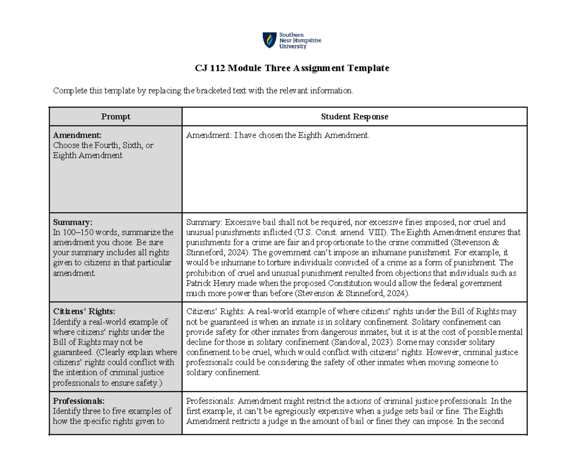 CJ 112 Module Three 2 - CJ 112 Module Three Assignment Template Complete this template by ...