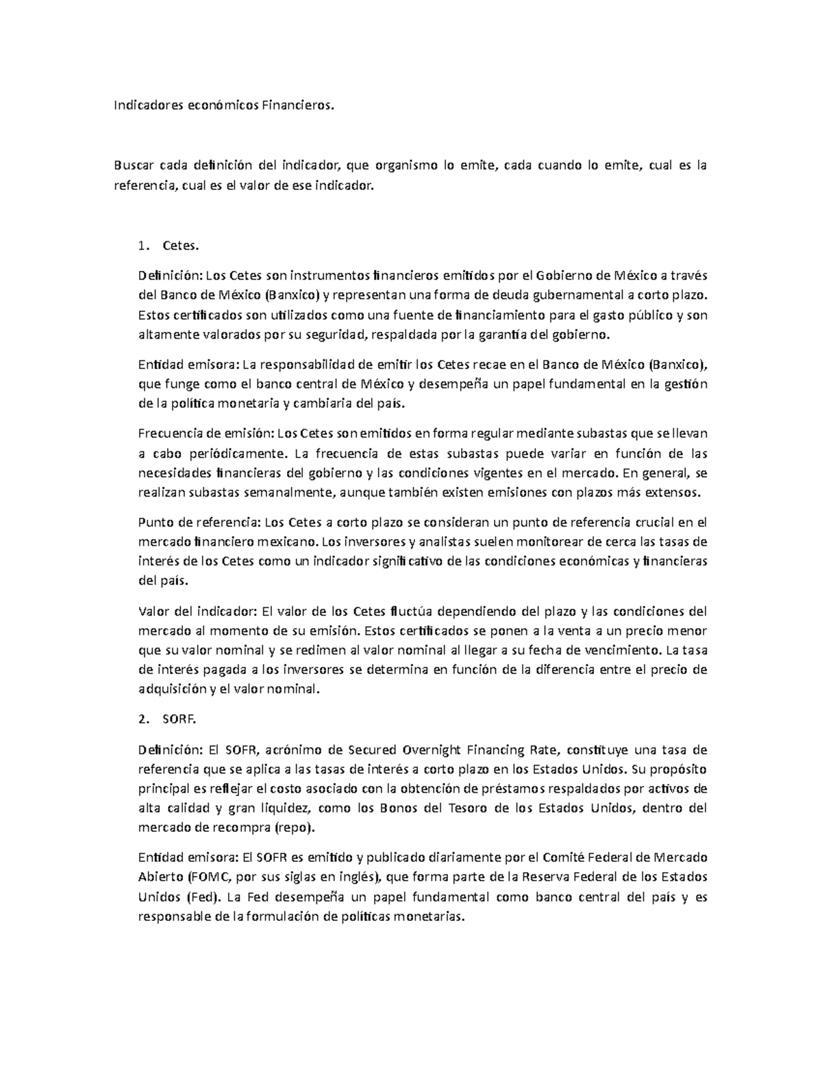 Indicadores economicos - Buscar cada de昀椀nición del indicador, que ...