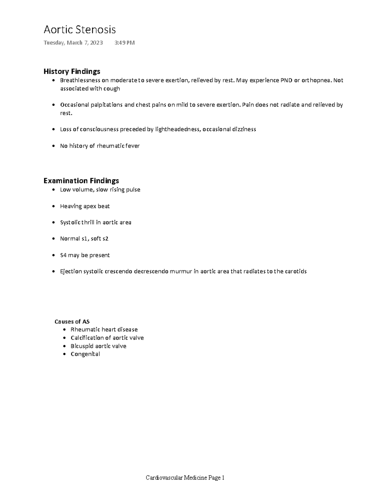 Aortic valve diseases - Internal Medicine - KNUST - Studocu