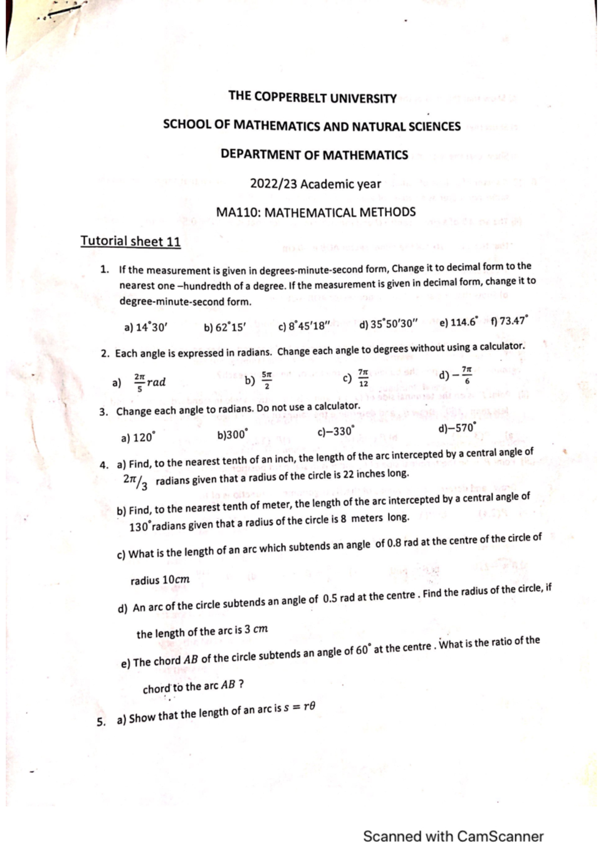 Tutorial Sheet 11 - Natural sciences - Studocu