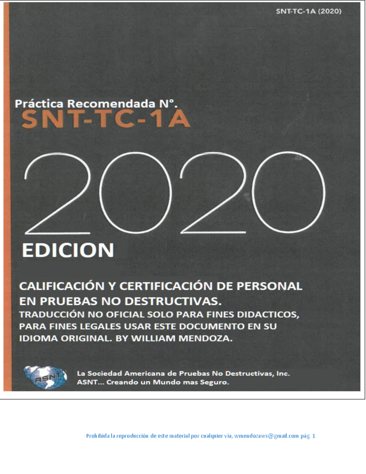 ASNT-SNT-TC-1A -2020 Español-1 - Contenido - Studocu