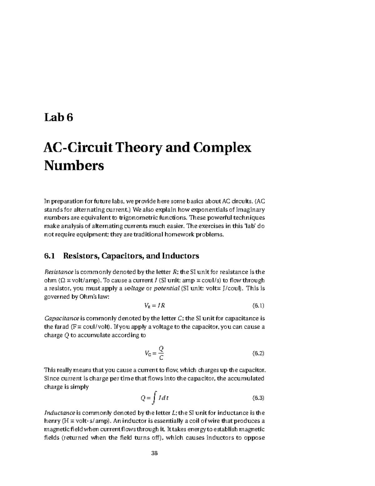 Complex numbers for alternating current 145 - Lab 6 AC-Circuit Theory ...