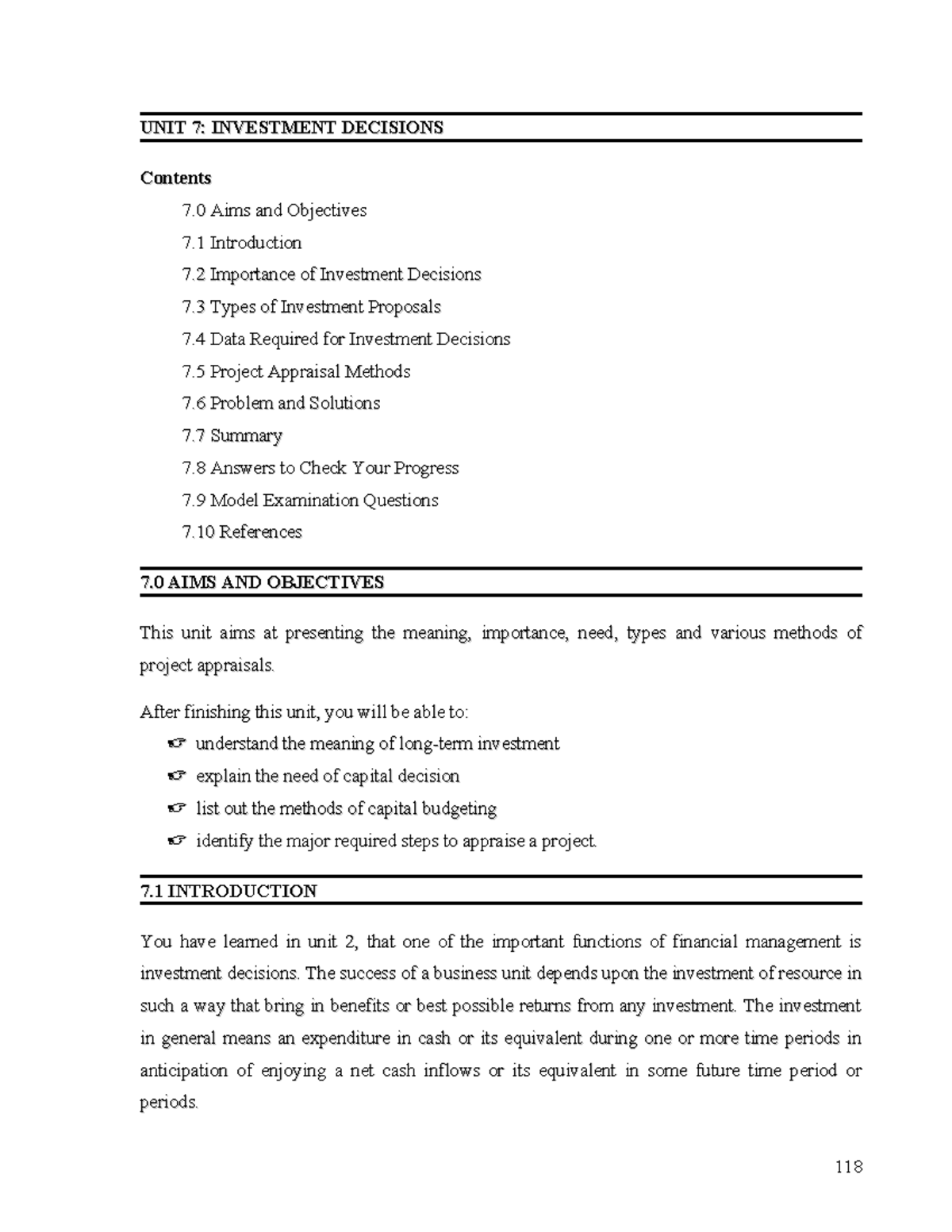 Unit 7 - FM 4th unit - UNIT 7: INVESTMENT DECISIONSUNIT 7: INVESTMENT DECISIONS Contents ...