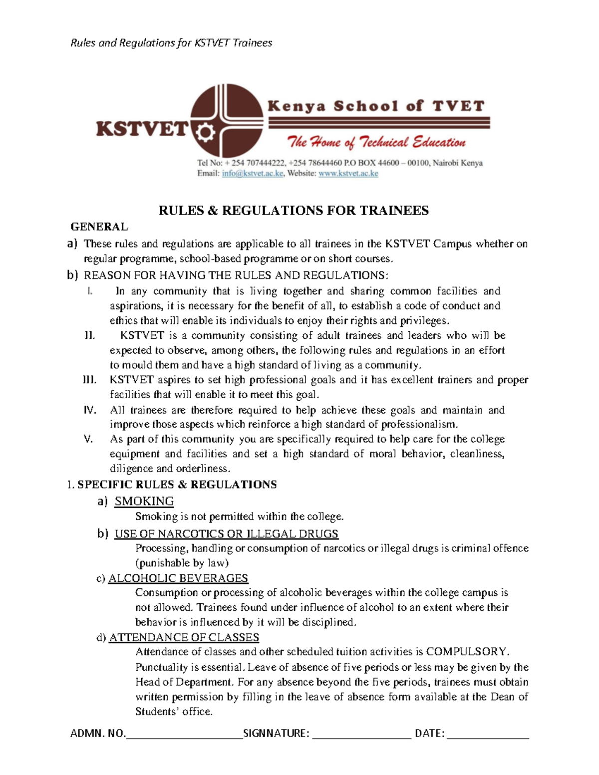 Rules-AND- Regulations-FOR Students - RULES & REGULATIONS FOR TRAINEES ...