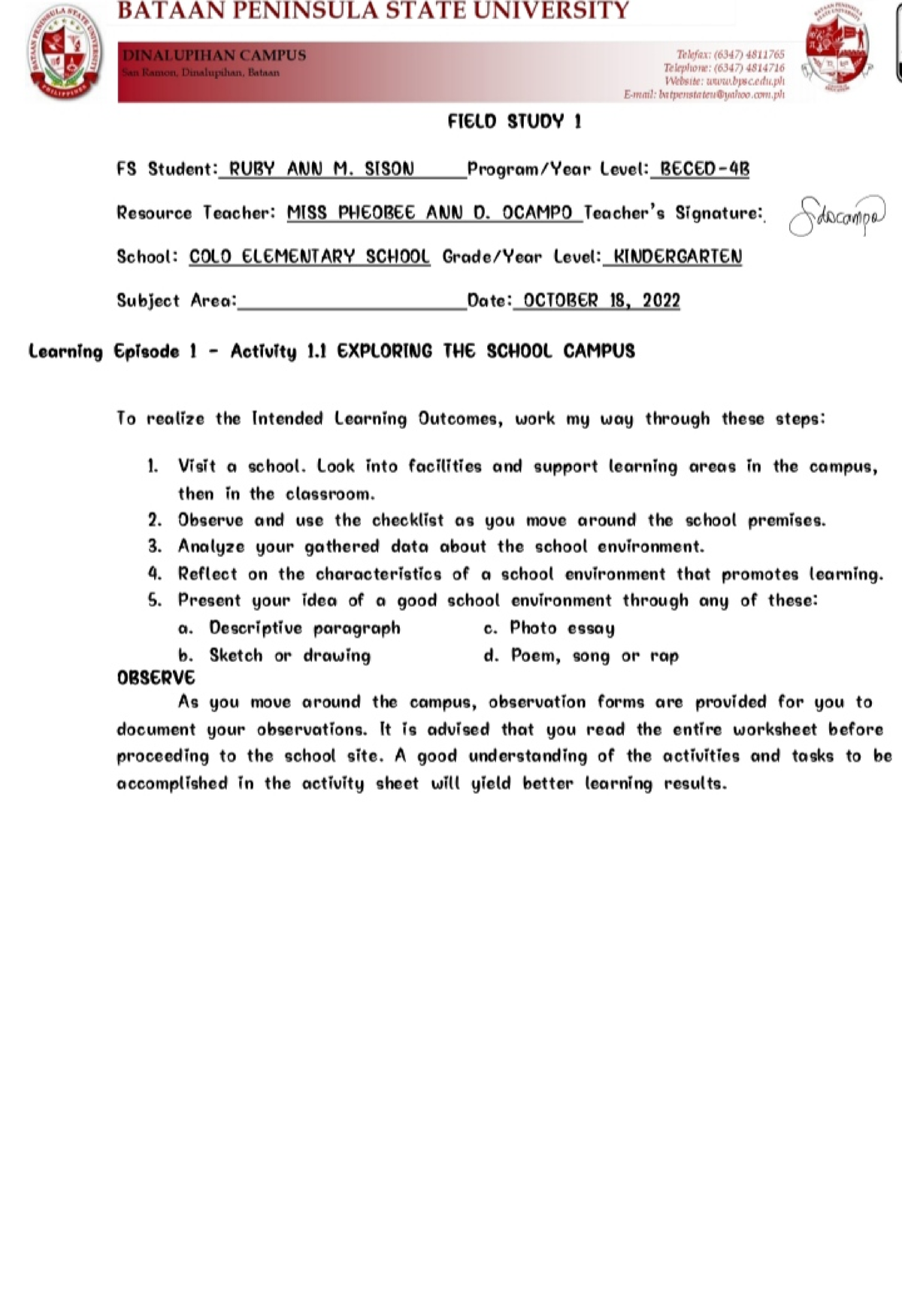 FS Learning Episode 1 - fs1 - Basic Education - Studocu