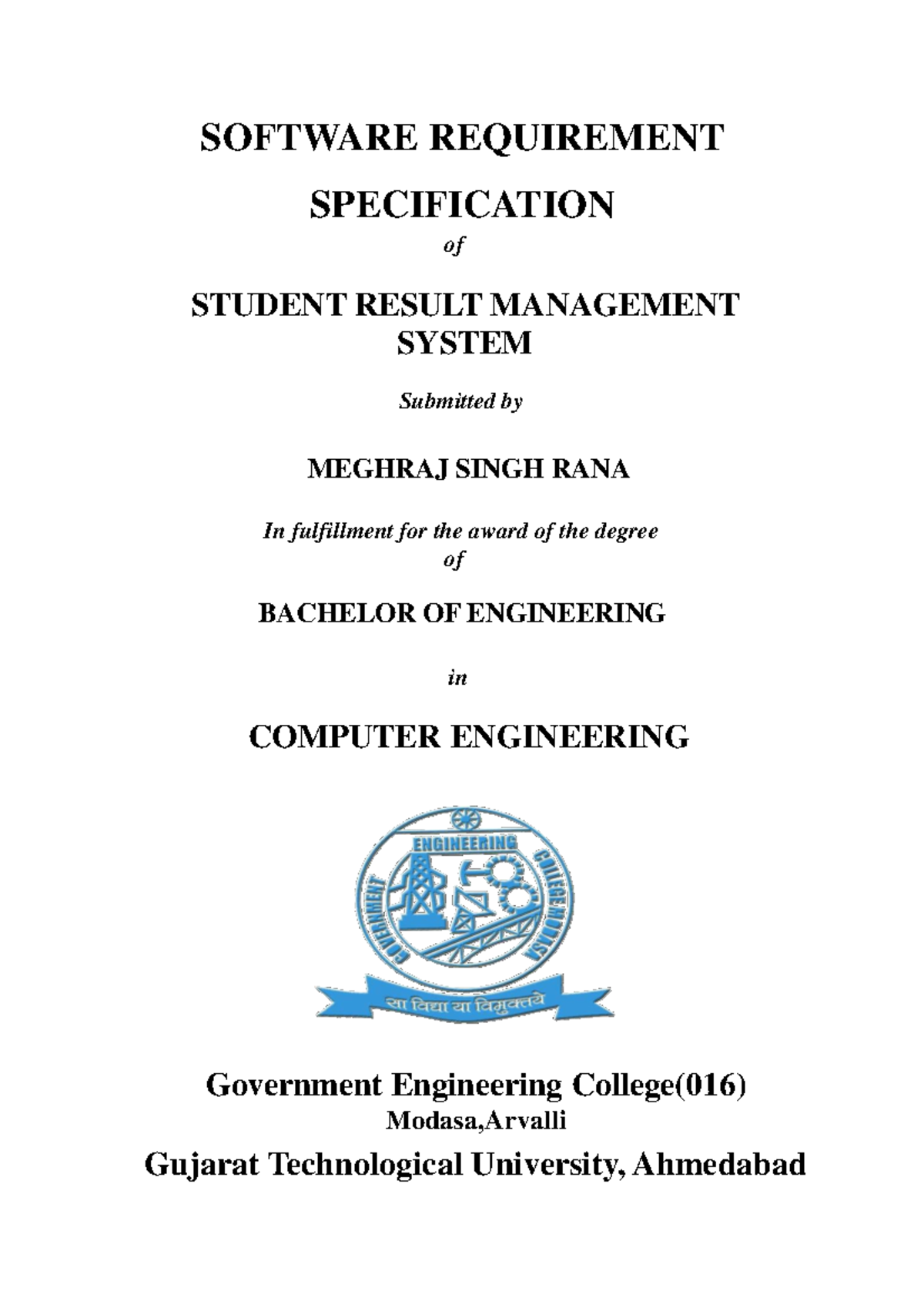 SRS (Software Requirement Specifications) - SOFTWARE REQUIREMENT ...
