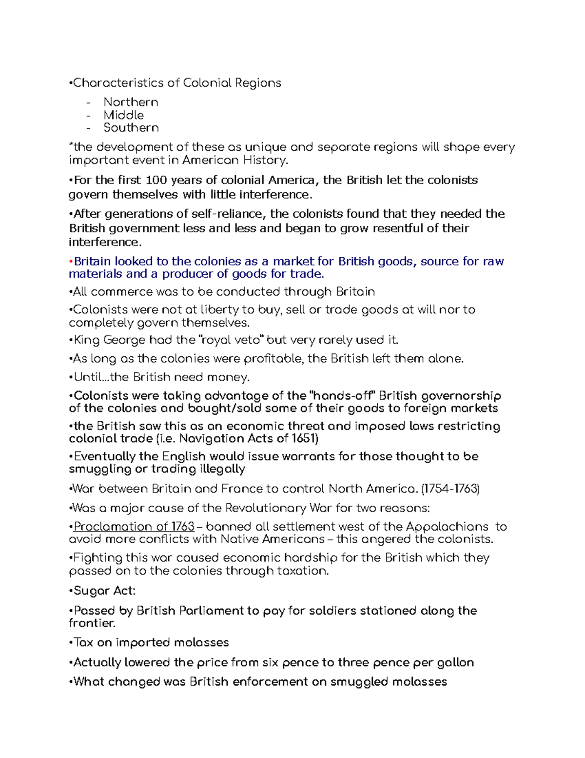 History notes - •Characteristics of Colonial Regions - Northern Middle ...