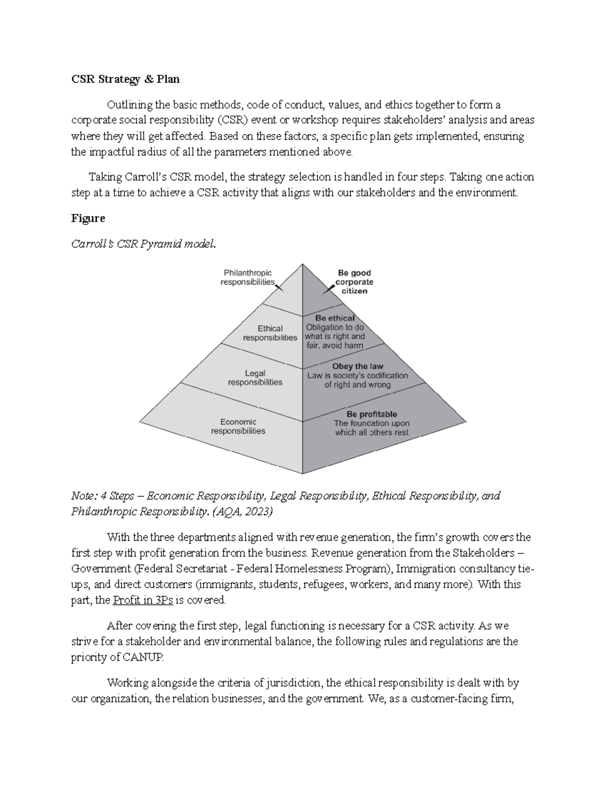 CSR Strategy and Plan - CSR Strategy & Plan Outlining the basic methods ...