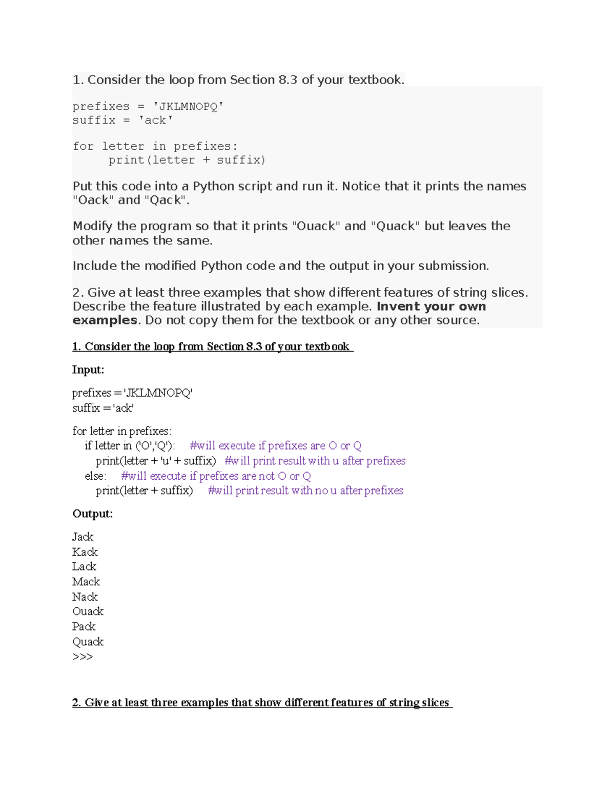 CS 1101 Learning Journal Unit 5 - Consider the loop from Section 8 of your textbook. prefixes ...