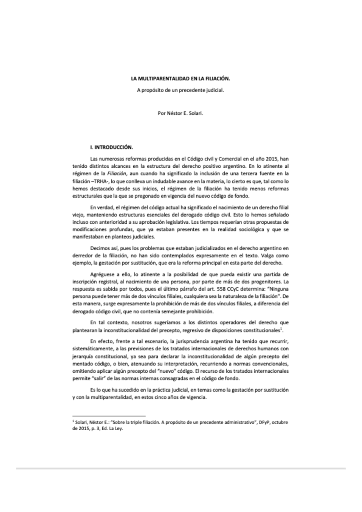 Multiparentalidad Dr. Solari - Introducción al derecho - Studocu