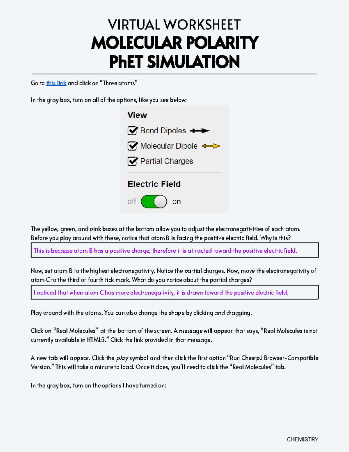 Worksheet Polarity-Ph ET-Simulation - VIRTUAL WORKSHEET MOLECULAR ...