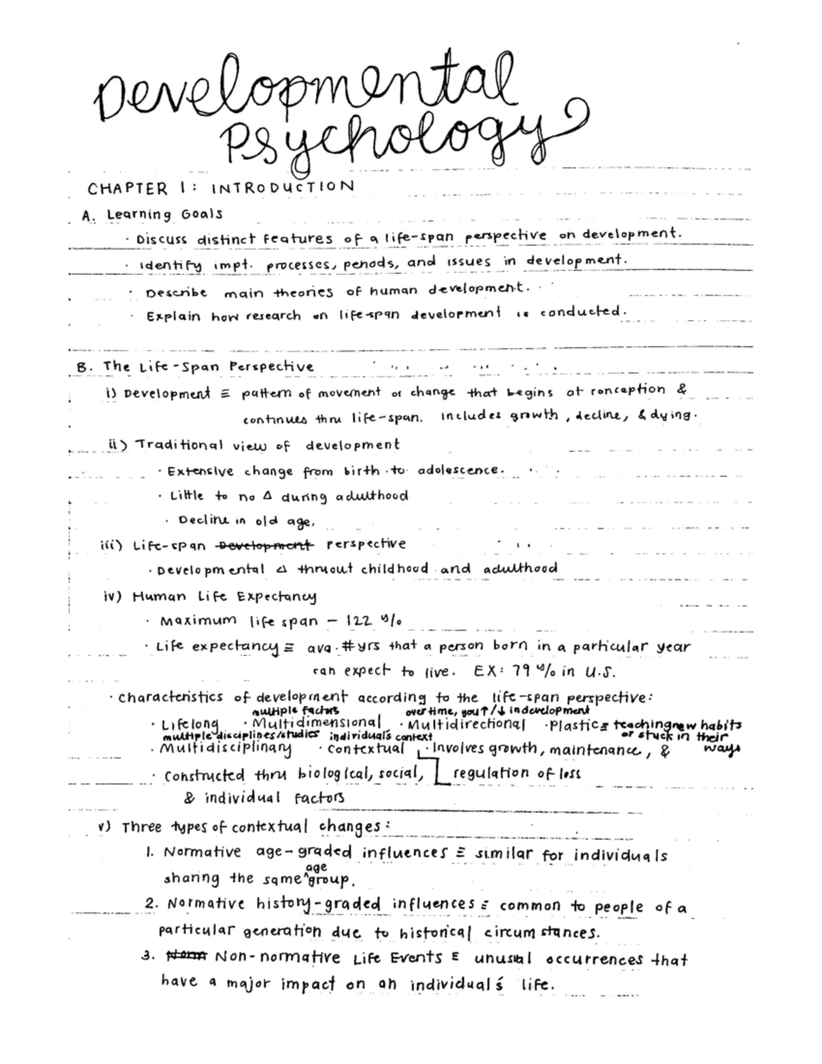Developmental Psychology Chapter 1 Notes - CHAPTER I: INTRQDLVICVTVION ...