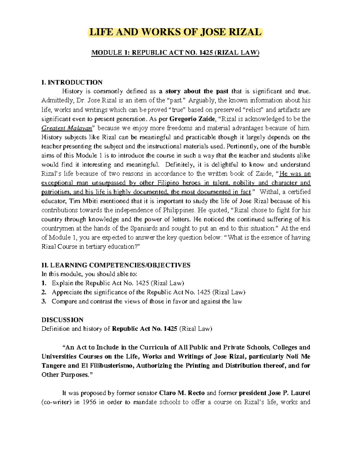 1. LIFE AND Works OF DR. JOSE P. Rizal - LIFE AND WORKS OF JOSE RIZAL ...