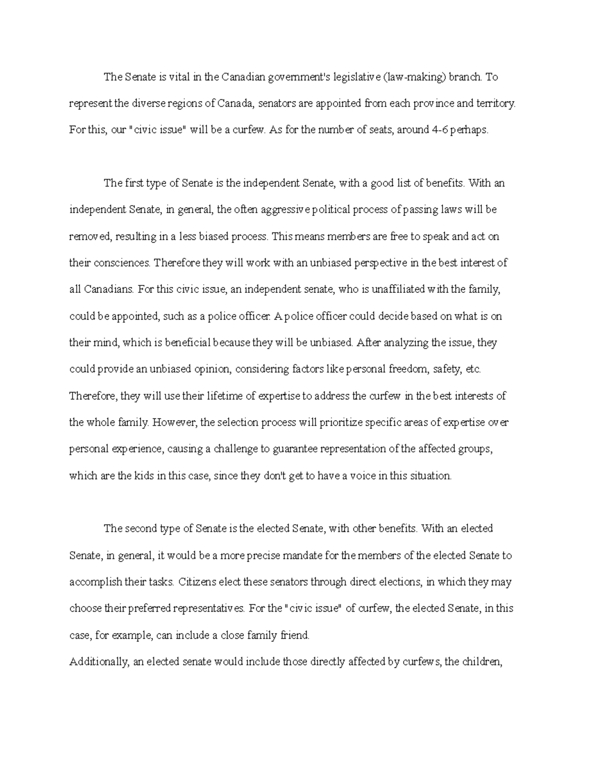 Compare and contrast paper types of senates - The Senate is vital in ...