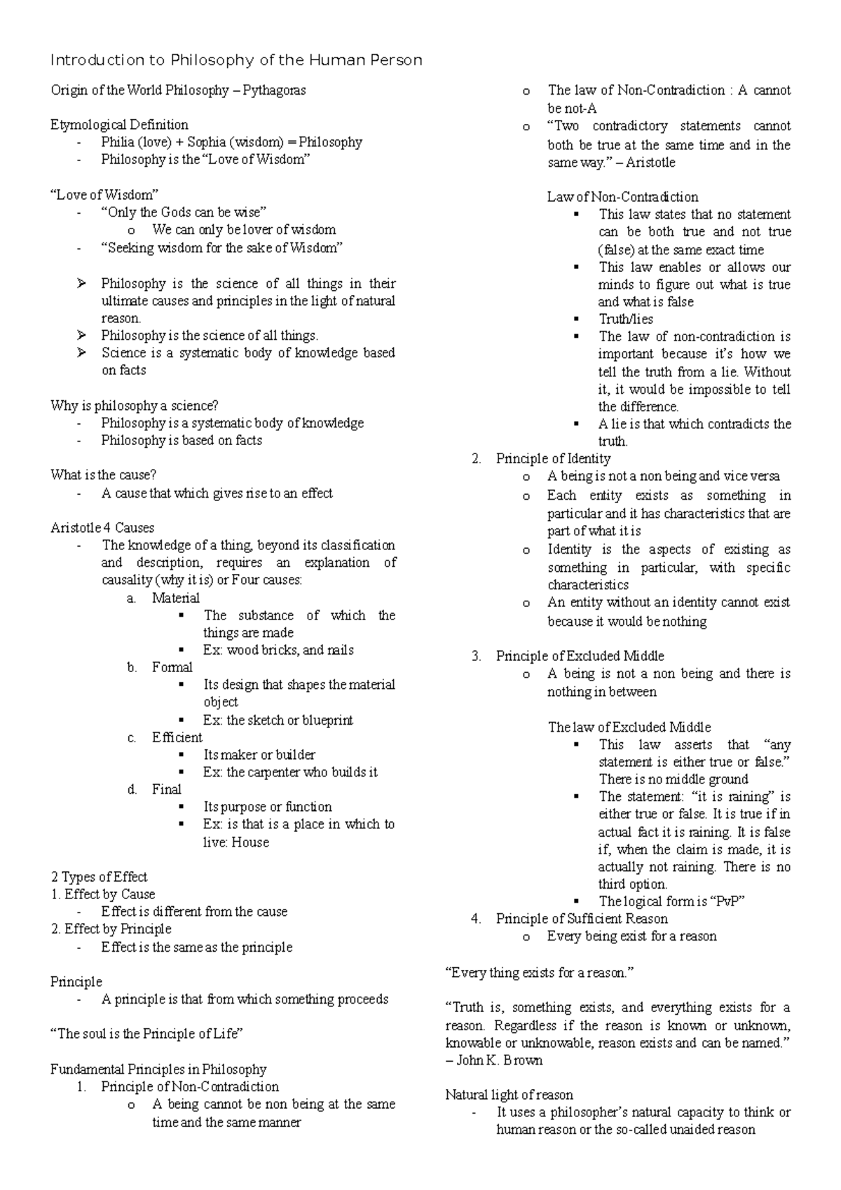 Philo notes and reviewer - Introduction to Philosophy of the Human ...