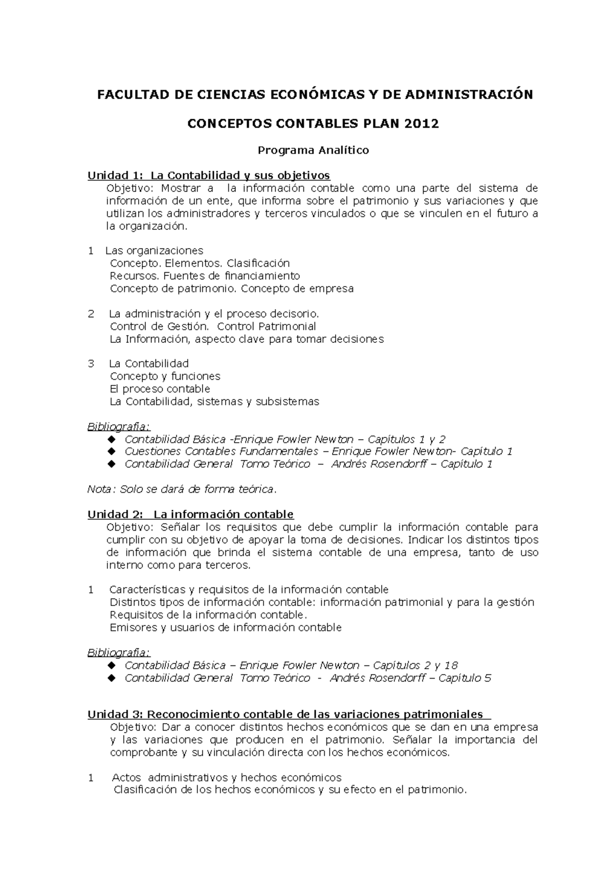 Programa CContables 2013 - FACULTAD DE CIENCIAS ECONÓMICAS Y DE ...