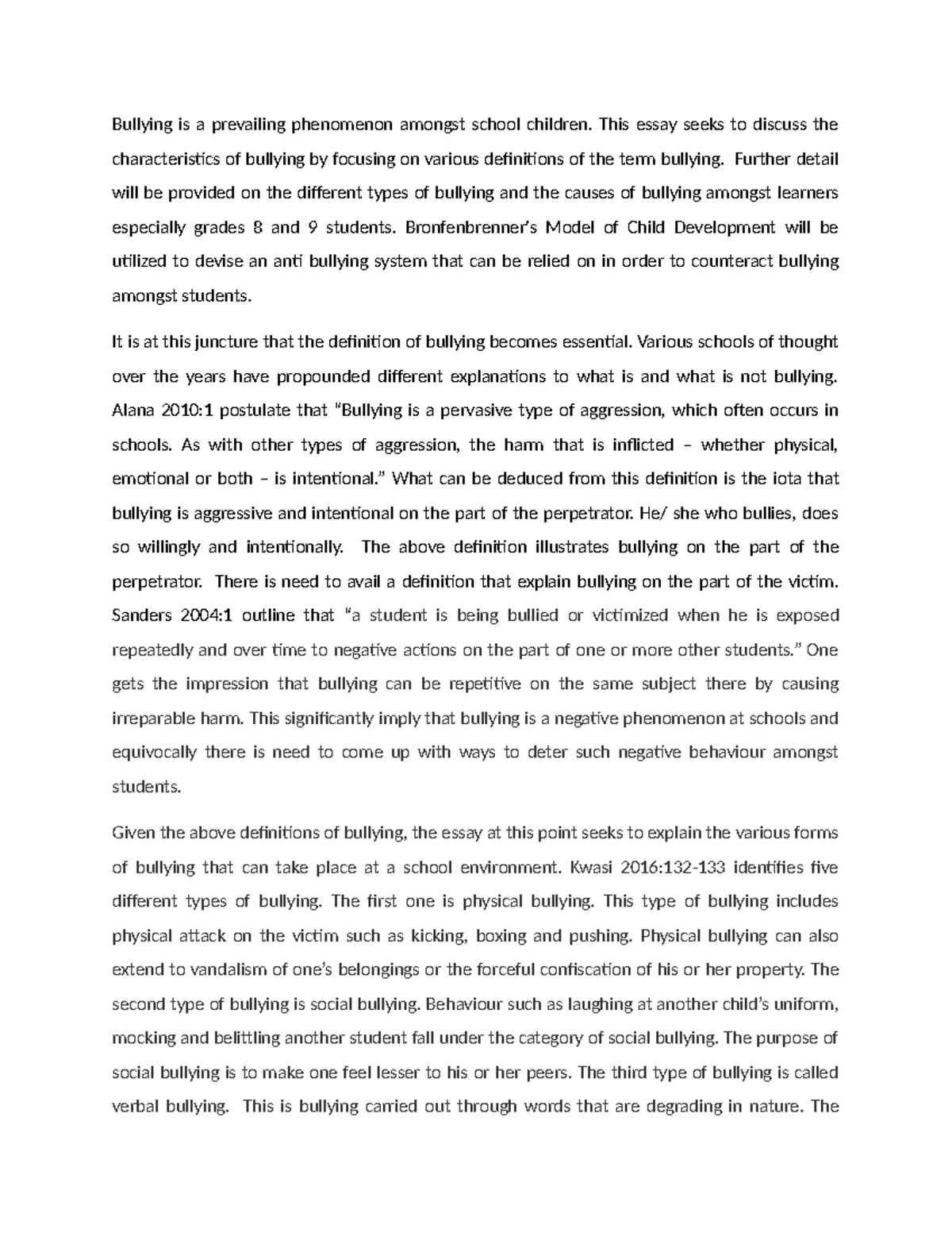 Bullying assignment - Bullying is a prevailing phenomenon amongst ...