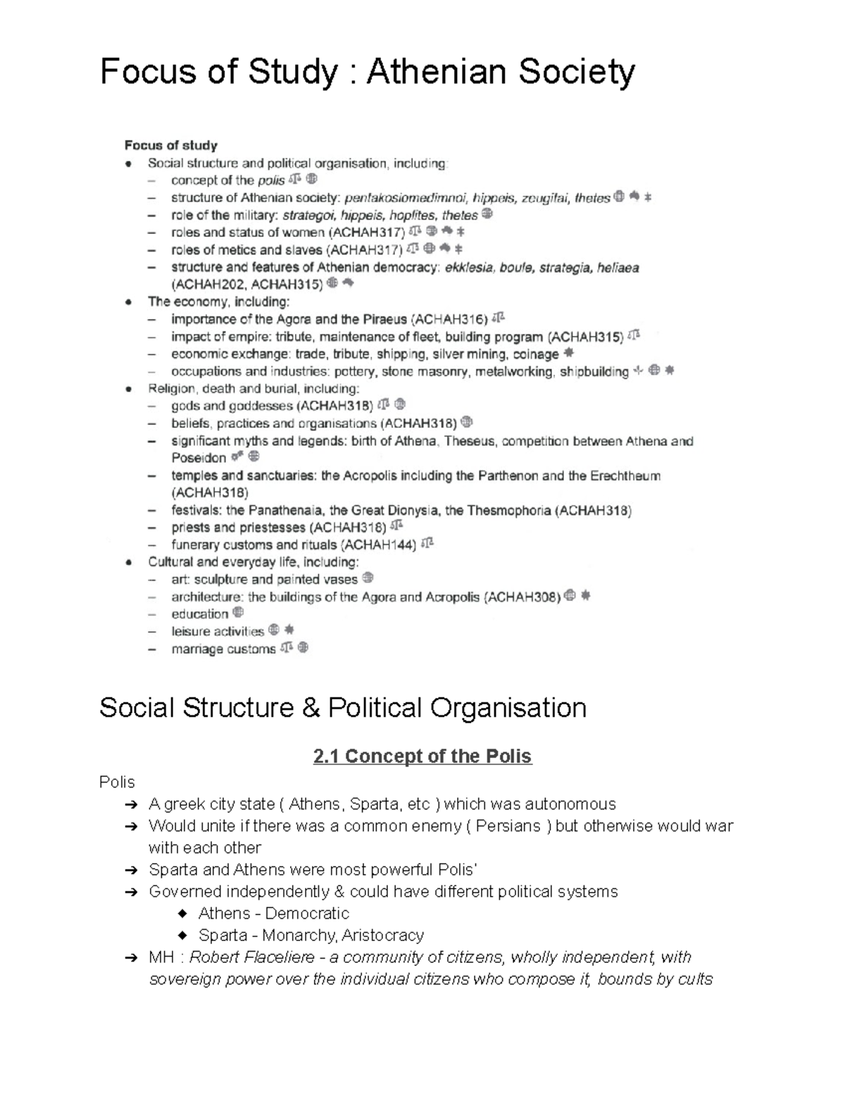 Athenian Society - Focus of Study - Social Structure & Political ...