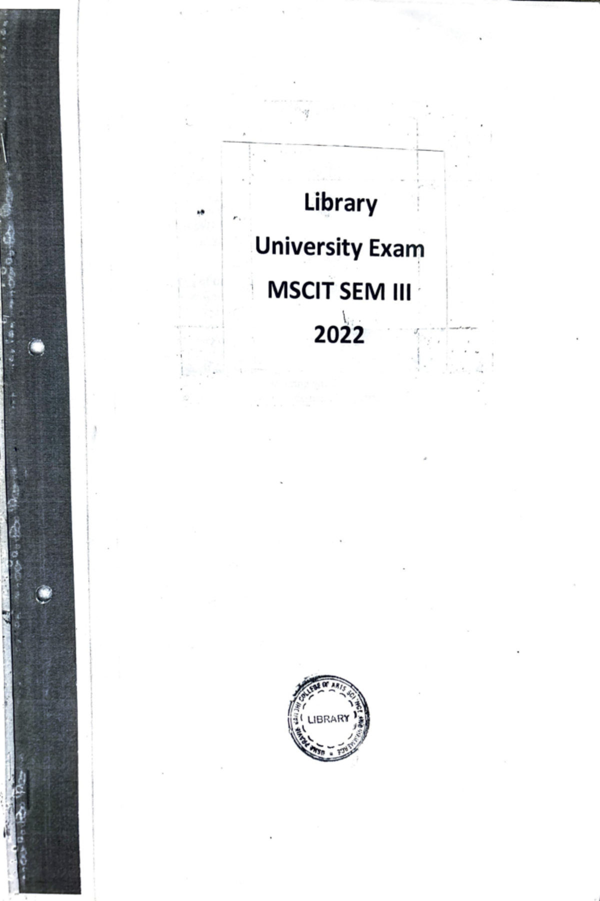 Msc Part II Question Paper 2022 - I I 1 l tI i i. . ('I• • r • I' - I i ...