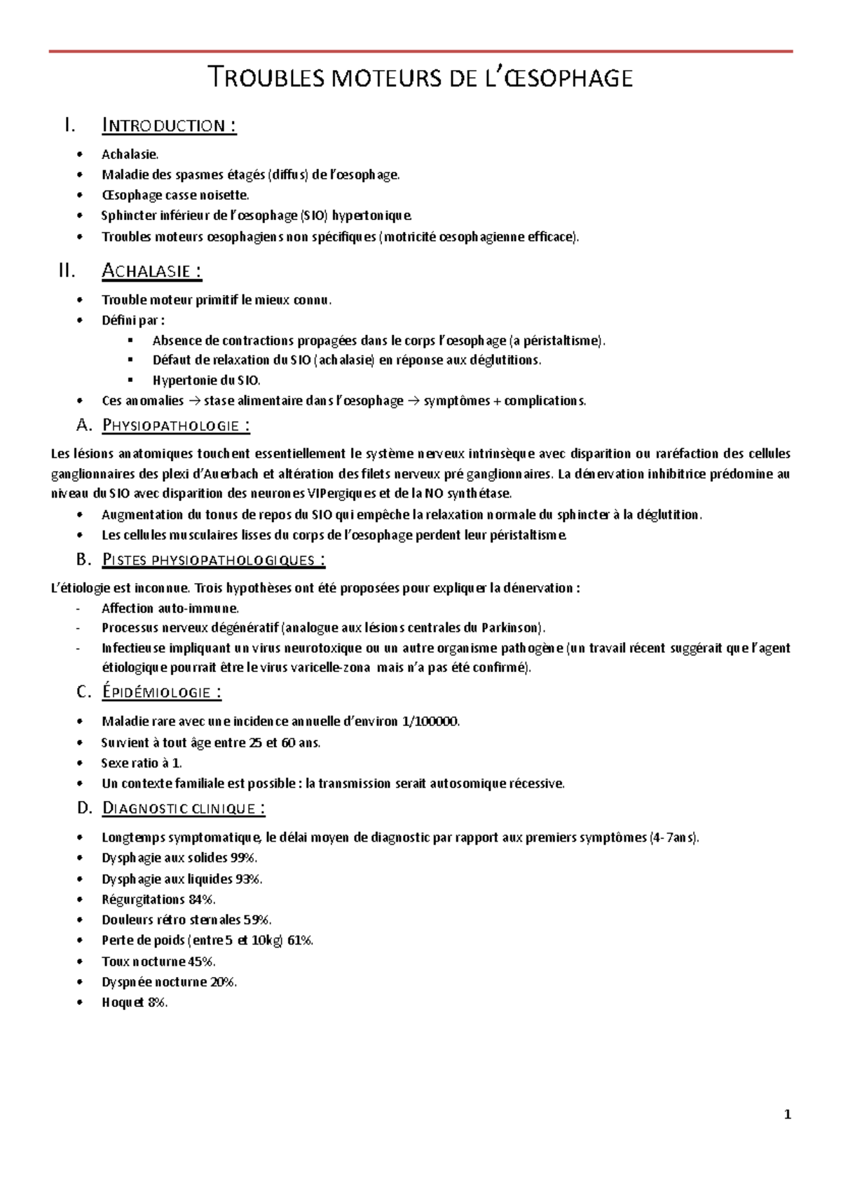 Gastro 31-troubles-moteurs-oesophage - TROUBLES MOTEURS DE L’ŒSOPHAGE I. INTRODUCTION ...