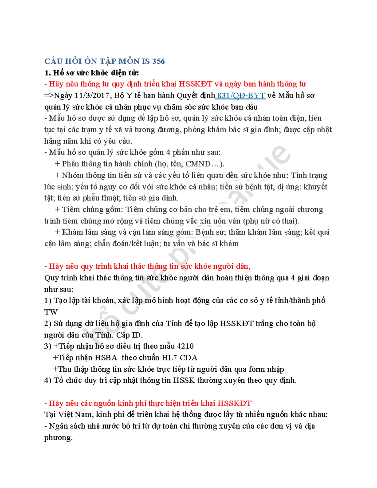 Ôn tập Hệ thống TTBV - Summary hệ thông thông tin quản lý - CÂU HỎI ÔN ...