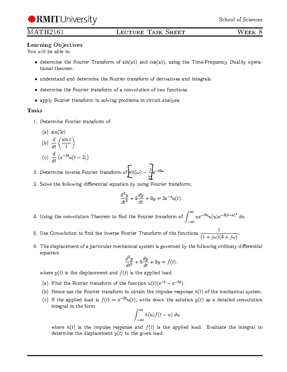 TSht Wk 8 - Example - School of Sciences MATH2161 Lecture Task Sheet ...