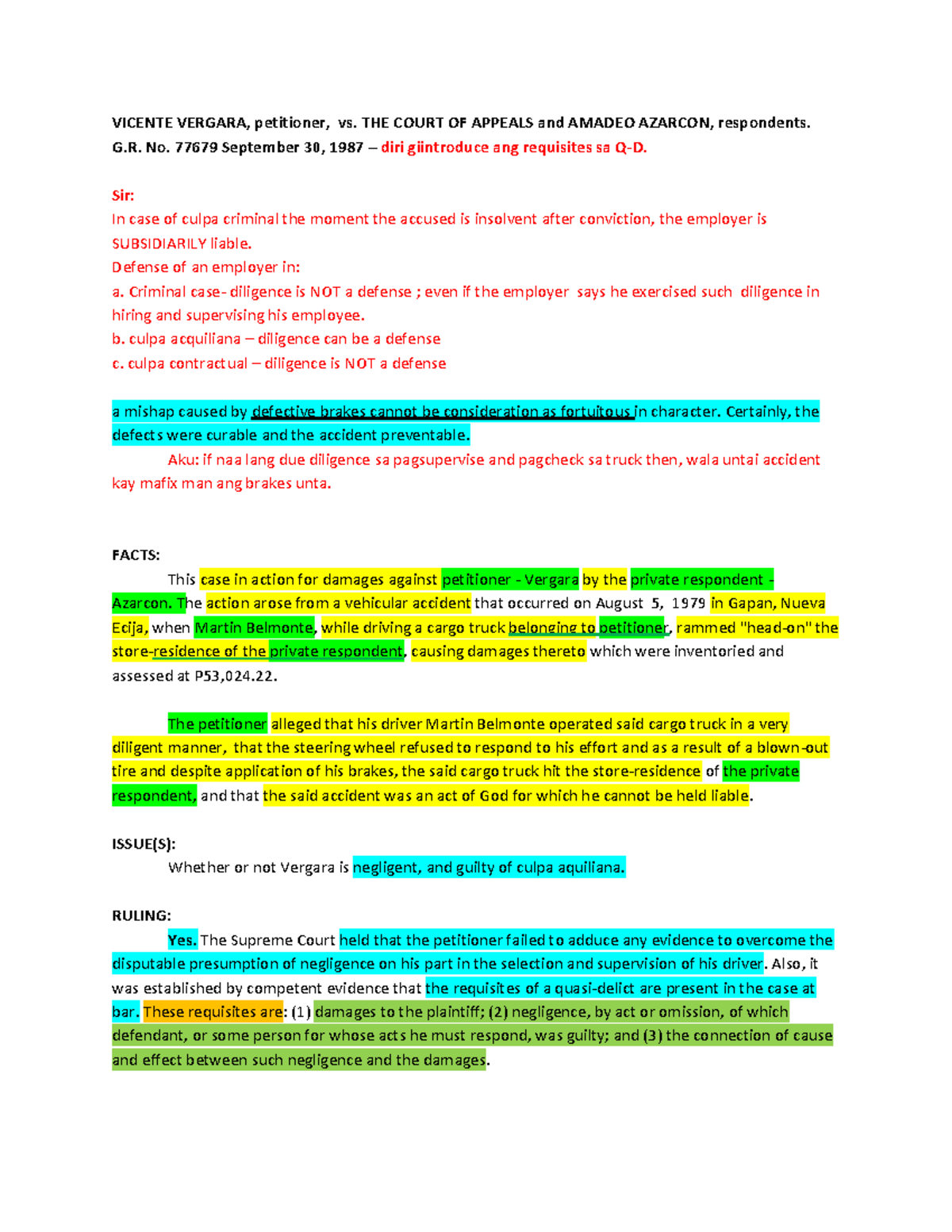 366446995 3 Vergara v CA - VICENTE VERGARA, petitioner, vs. THE COURT ...