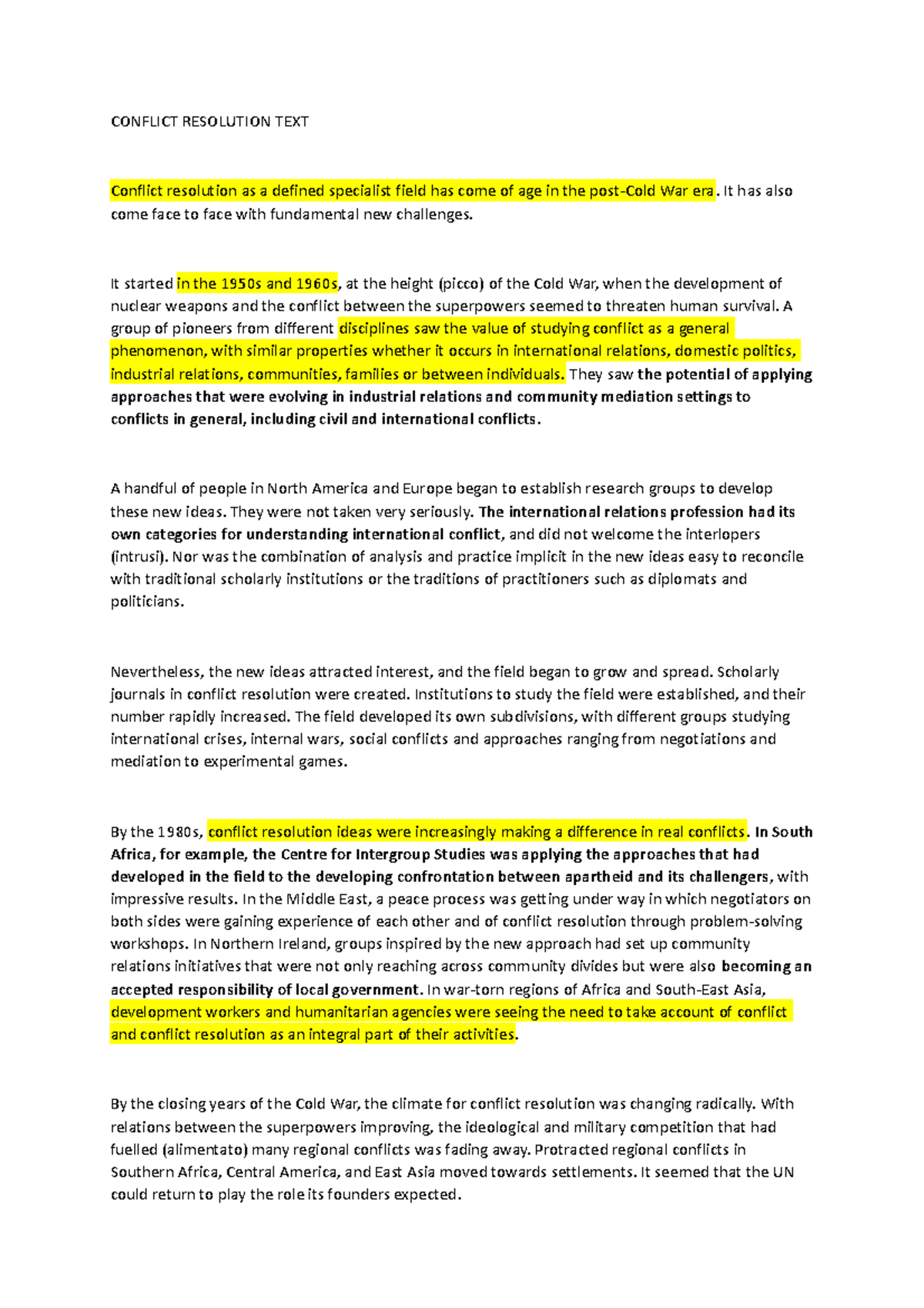 Conflict Resolution TEXT - CONFLICT RESOLUTION TEXT Conflict resolution ...