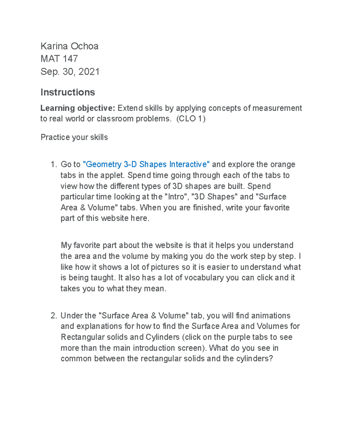 answers to discussion questions math 146 - Karina Ochoa MAT 147 Sep. 30 ...