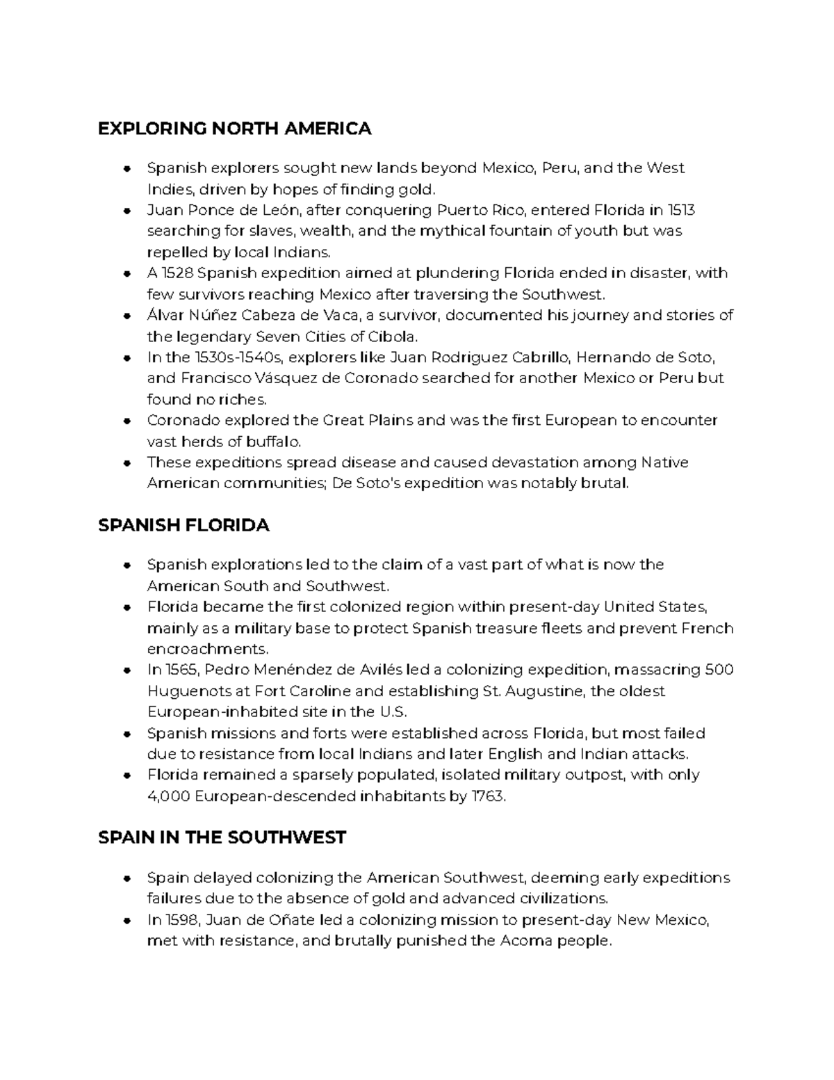 Apush chapter 1 - Notes - EXPLORING NORTH AMERICA Spanish explorers ...