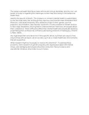 The behavioral health field faces many ethical and clinical - Because ...