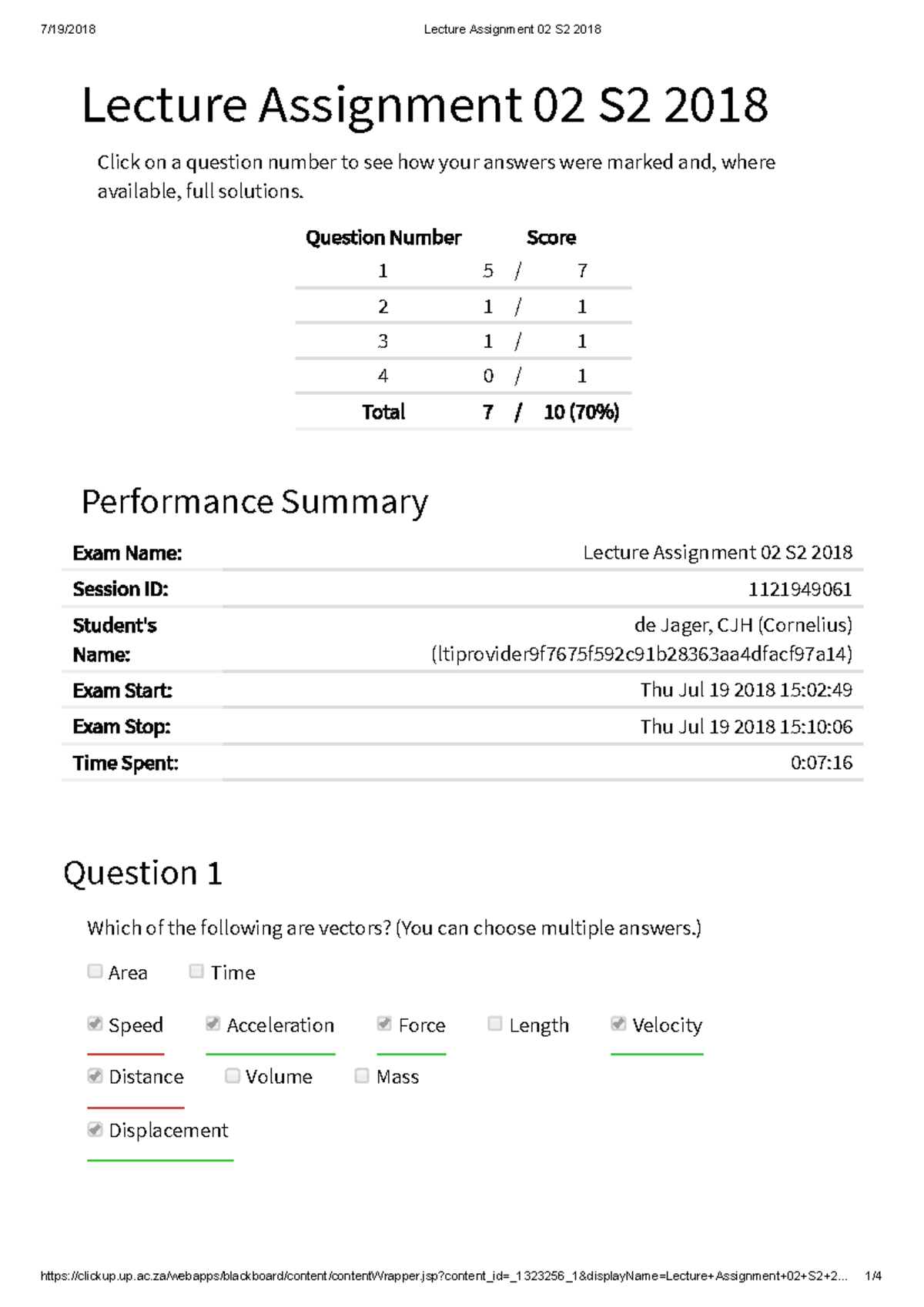 Lecture Assignment 02 S2 2018 – Blackboard Learn - Area Time Speed Acceleration Force Length ...