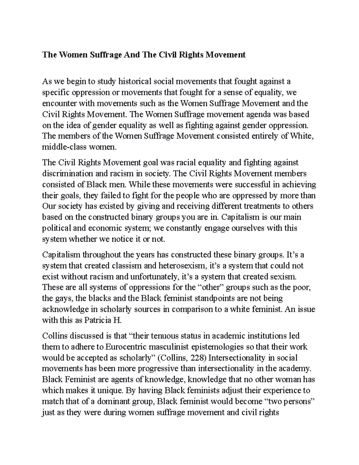 The Women Suffrage And The Civil Rights Movement - The Women Suffrage ...