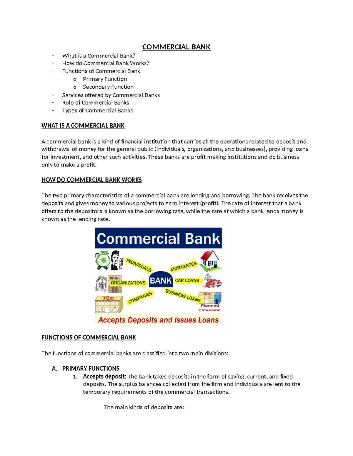 COMMERCIAL BANK - These banks are profit-making institutions and do ...