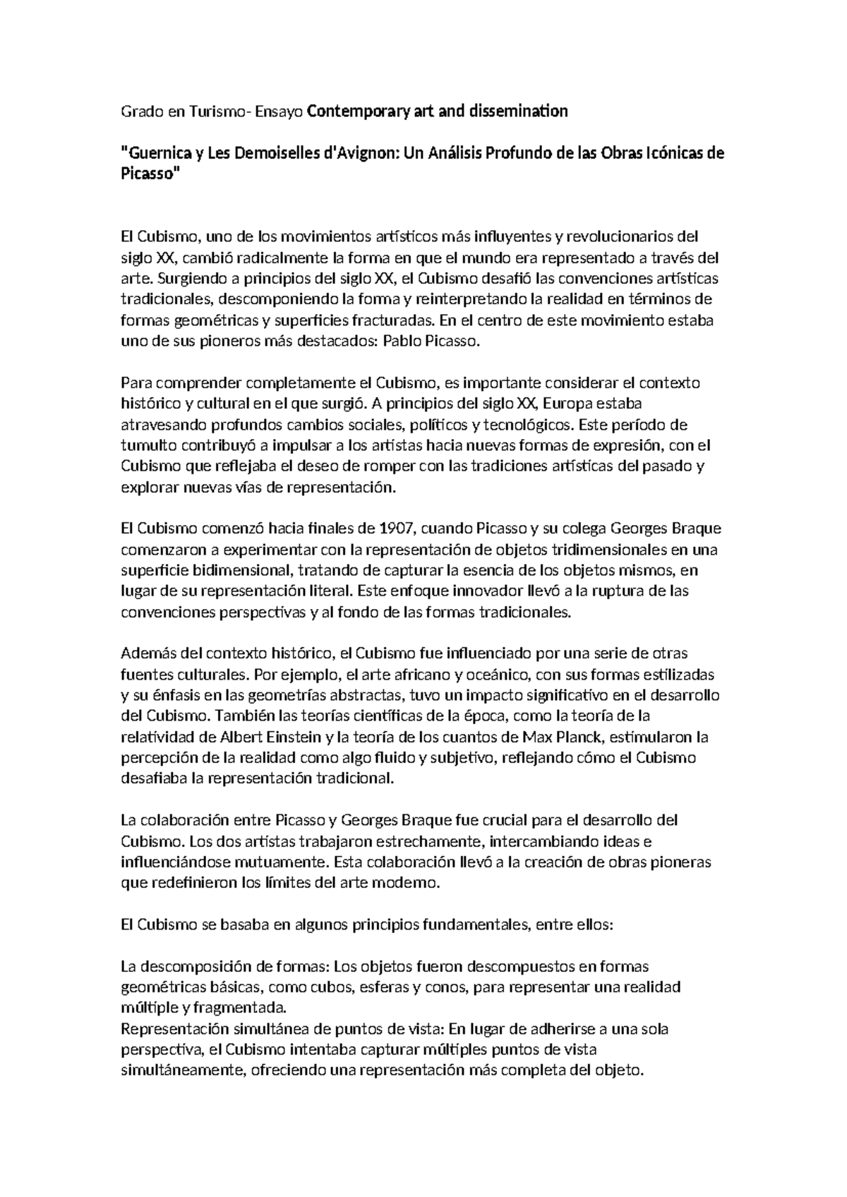 "Guernica y Les Demoiselles d'Avignon- Un Análisis Profundo de las ...