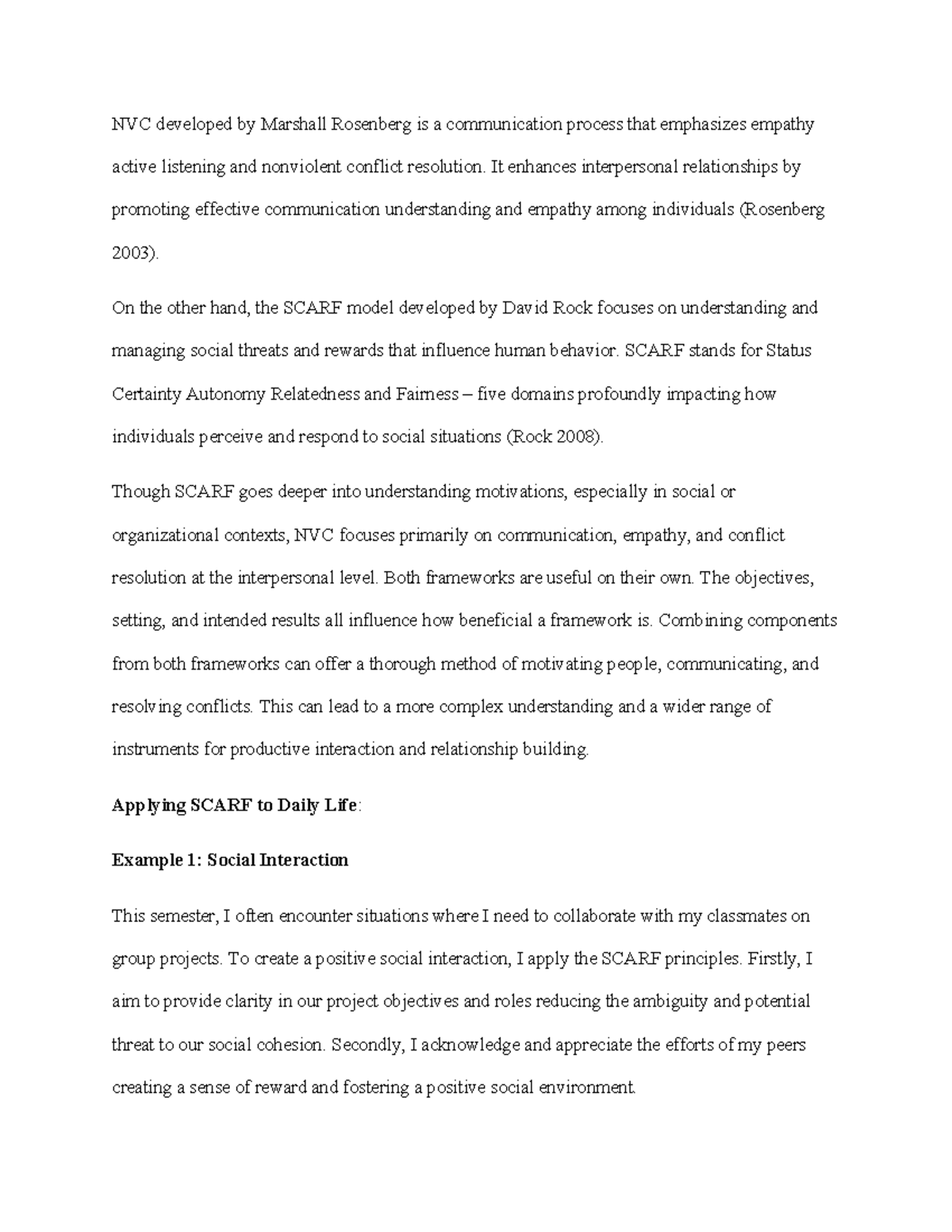 EI Unit 5 Dicussion - EI Unit 5 Discussion - NVC developed by Marshall Rosenberg is a ...