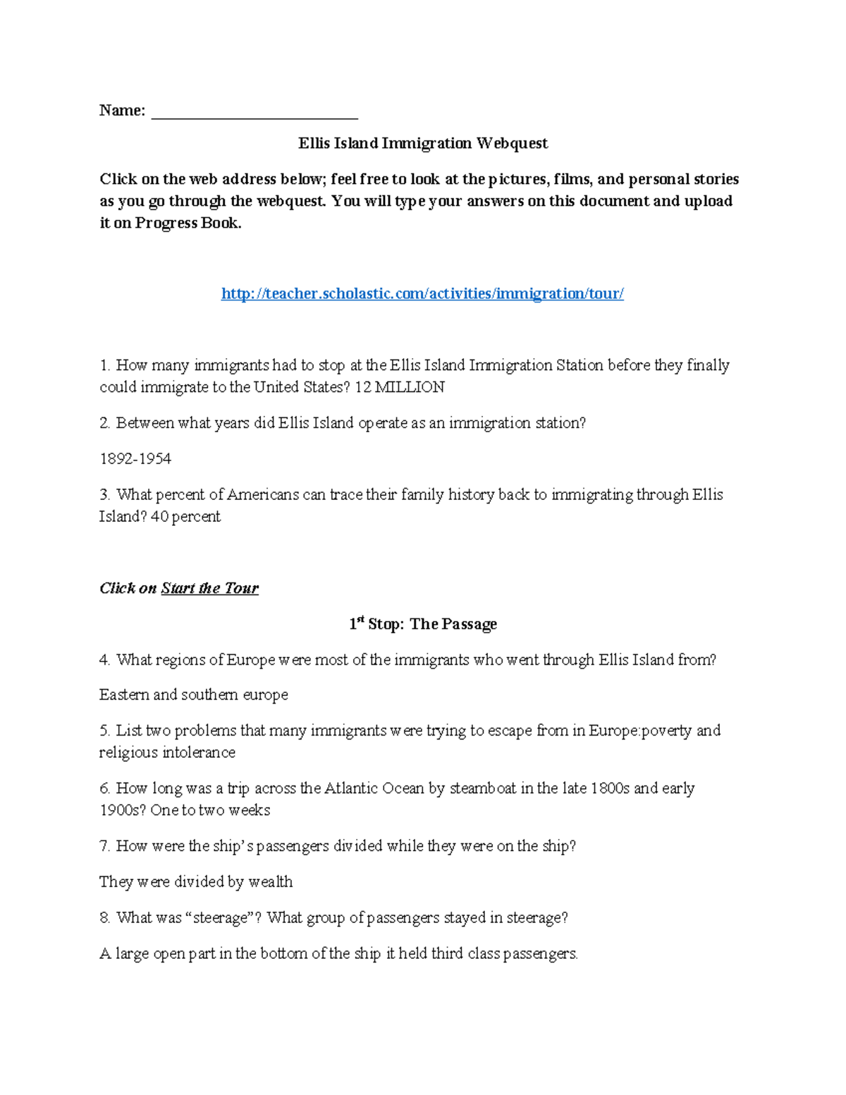 Ellis Island Webquest 2 - Name: _________________________ Ellis Island ...