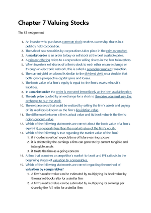 F370 Finance Exam #1 - This document includes important terminologies from the lecture that will ...