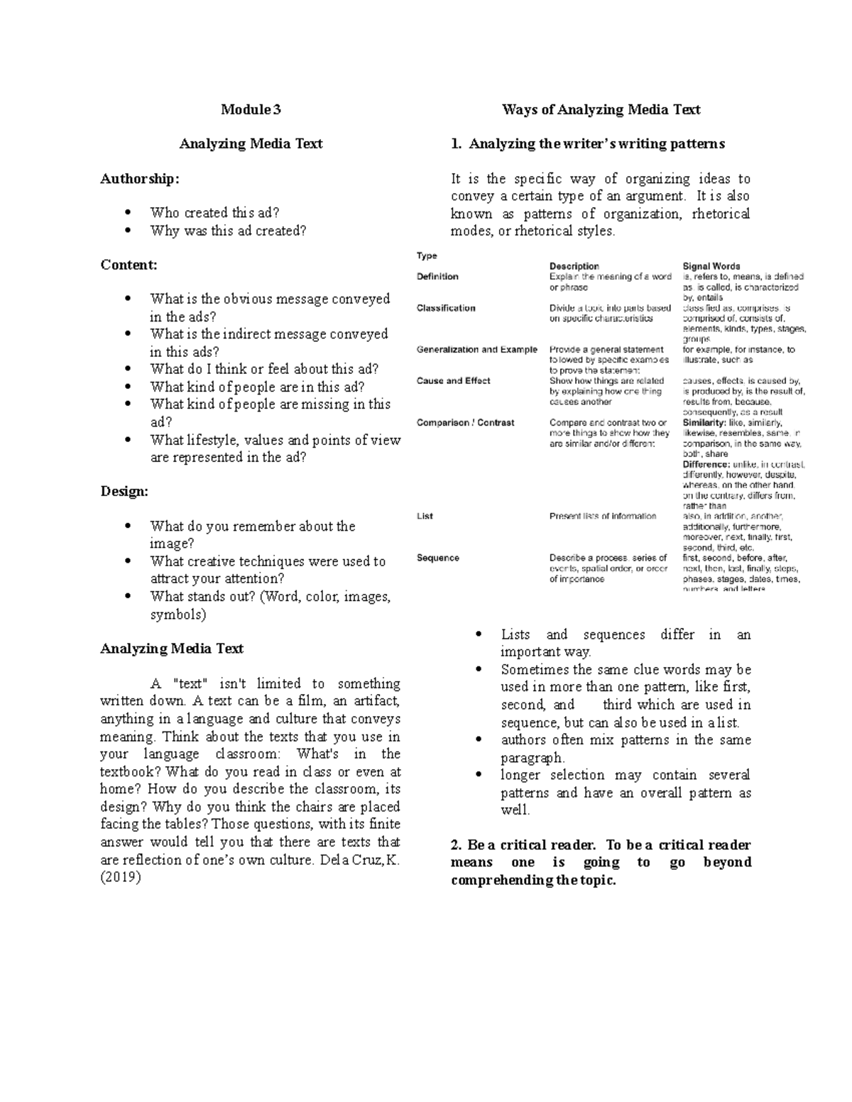 Informative Speech - Note - Module 3 Analyzing Media Text Authorship ...