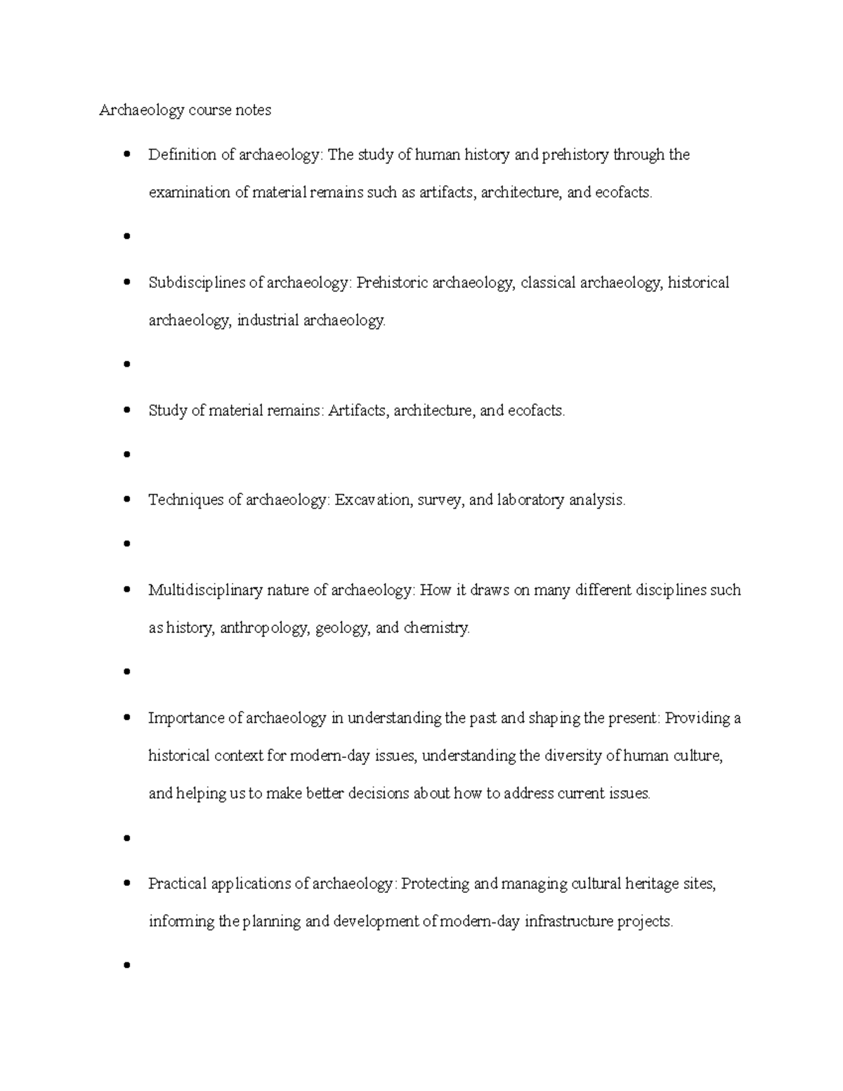 Archaeology course notes - Subdisciplines of archaeology: Prehistoric ...