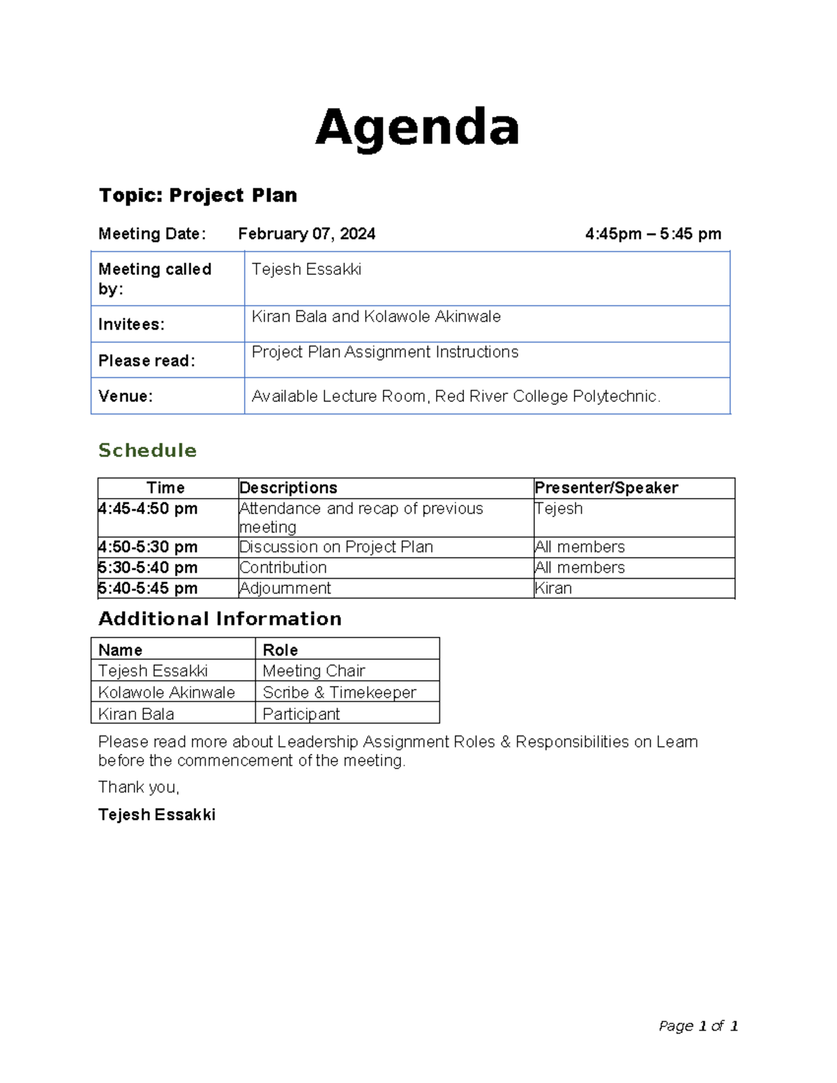 Agenda Project Plan - acocunting - Agenda Topic: Project Plan Meeting ...