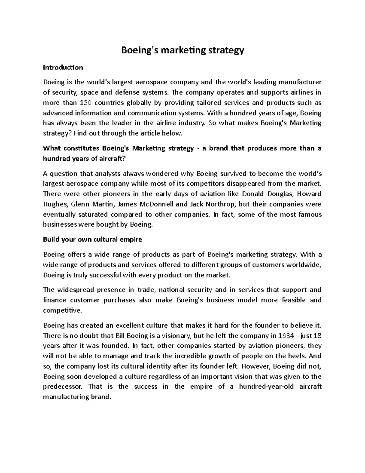 Boeing's marketing strategy - Boeing's marketing strategy Introduction ...
