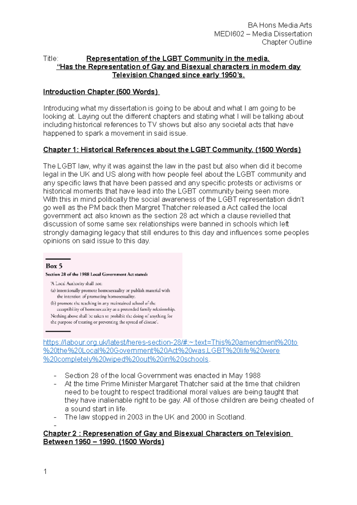 Dissertation Chapter Outline (MEDI602) - MEDI602 – Media Dissertation ...