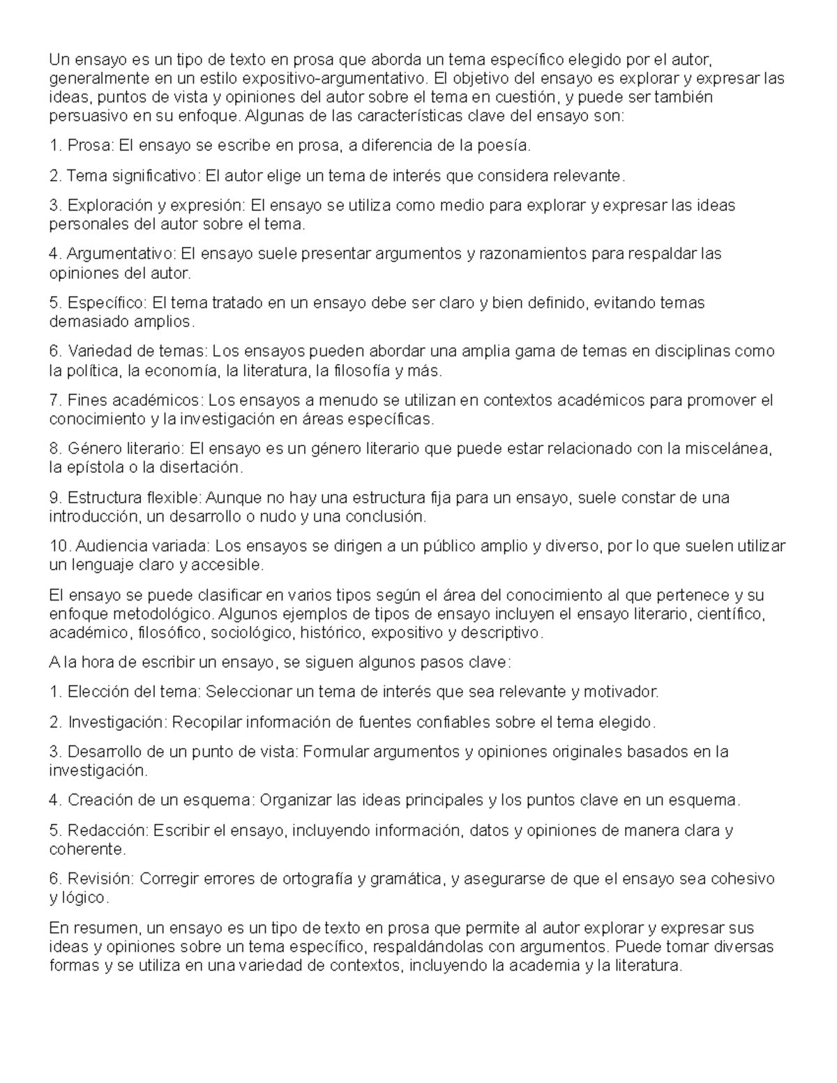 Un ensayo es un tipo de texto en prosa que aborda un tema específico elegido por el autor - El ...