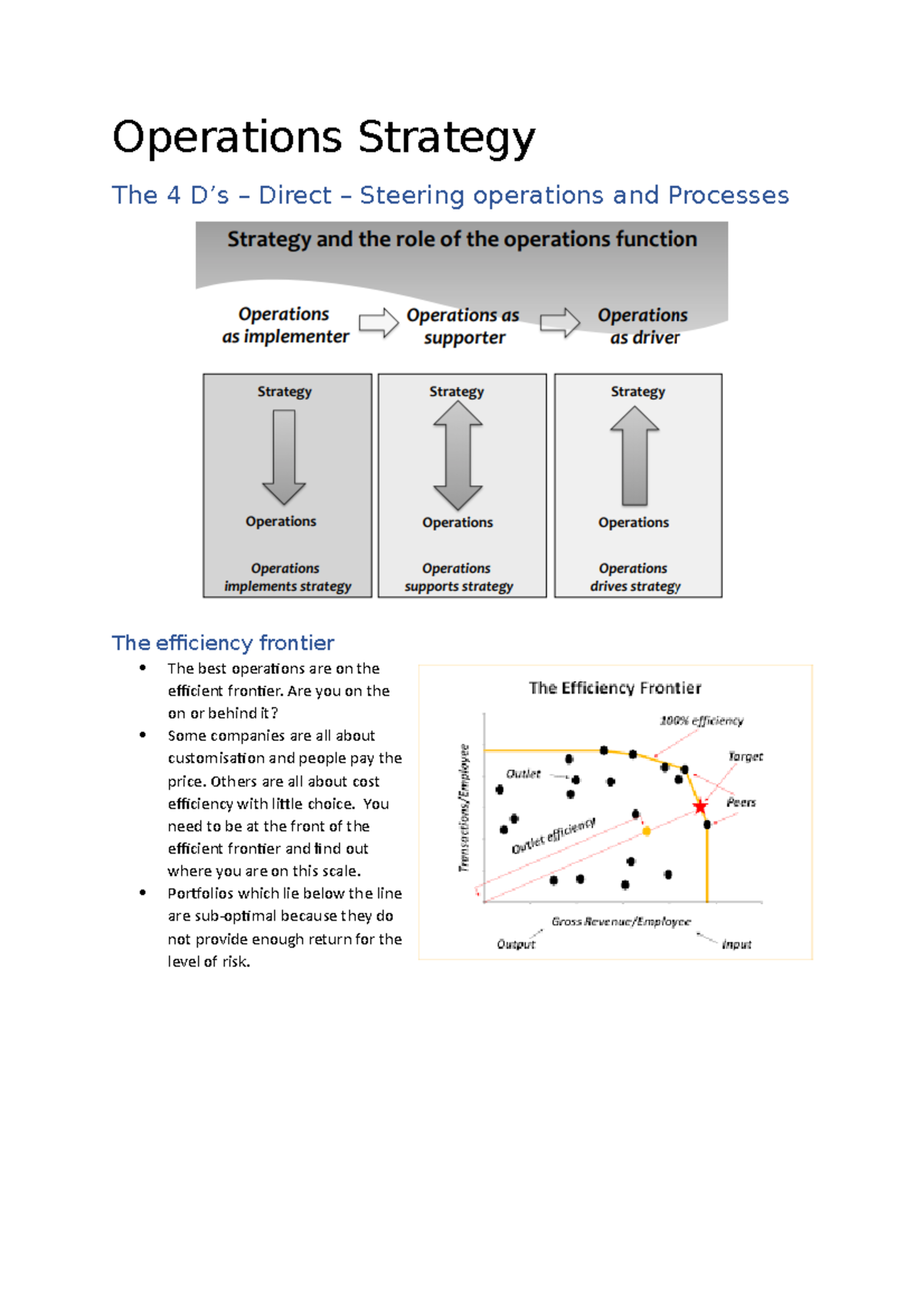 Lec 2 - Operations Strategy - Operations Strategy The 4 D’s – Direct ...
