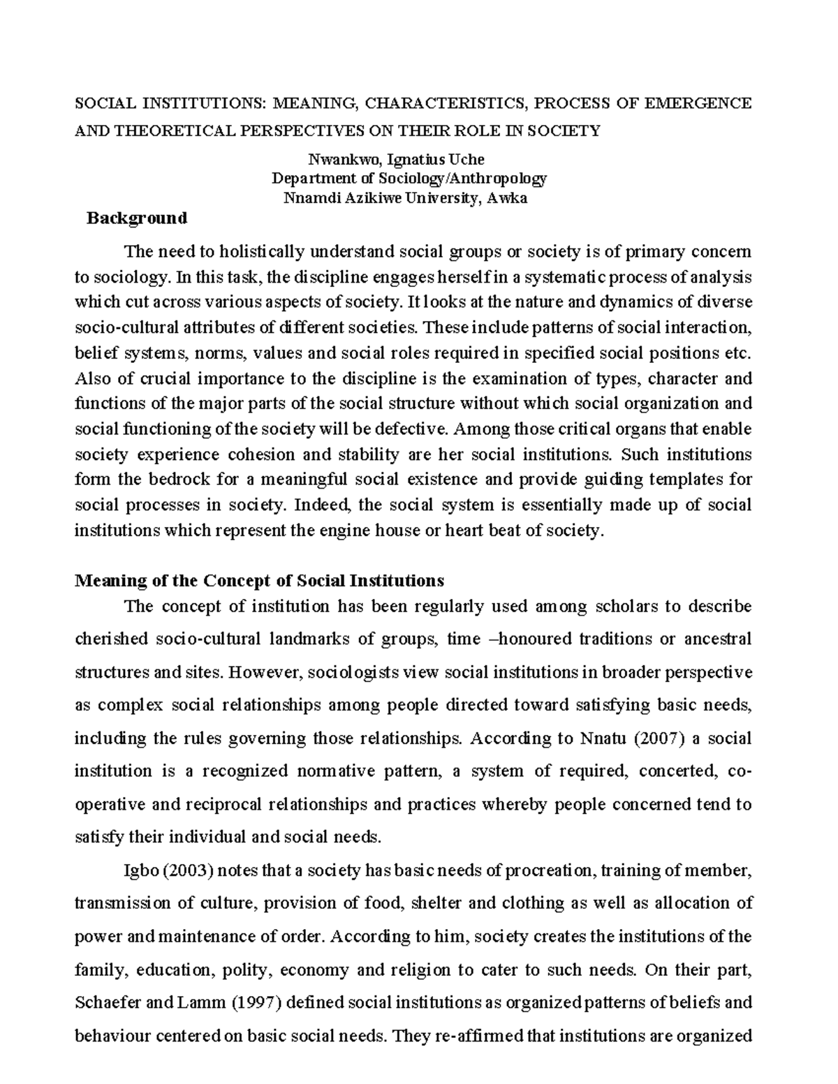 6.1 Pranata Sosial - SOCIAL INSTITUTIONS: MEANING, CHARACTERISTICS ...